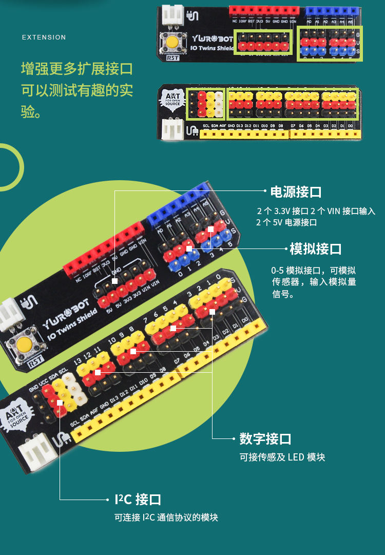 Arduino UNO IO Twins Shield 分體式主板 IO 擴展轉接板 開發神兵力器 - 台灣智能感測科技