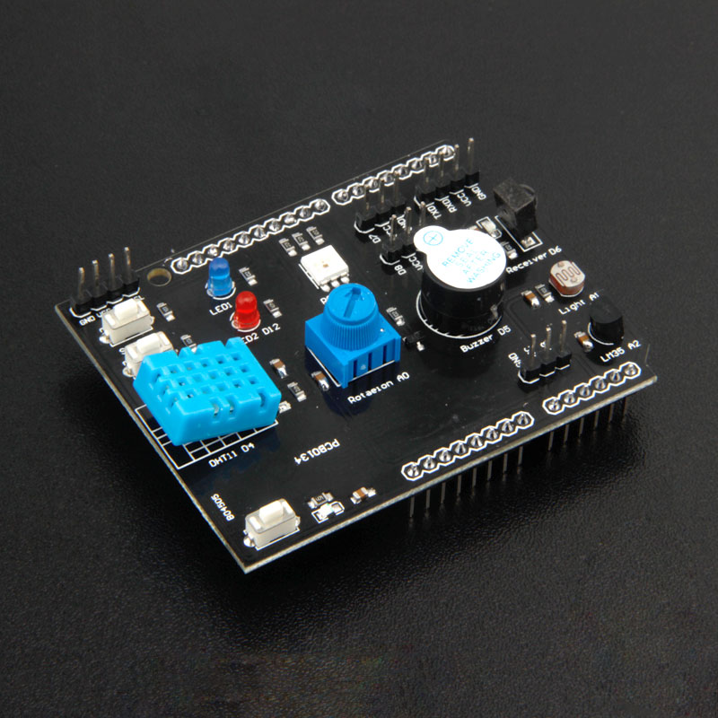Arduino Easy Module Shield 功能擴展板 DHT11溫溼度 LM35溫度 蜂鳴器 - 台灣智能感測科技