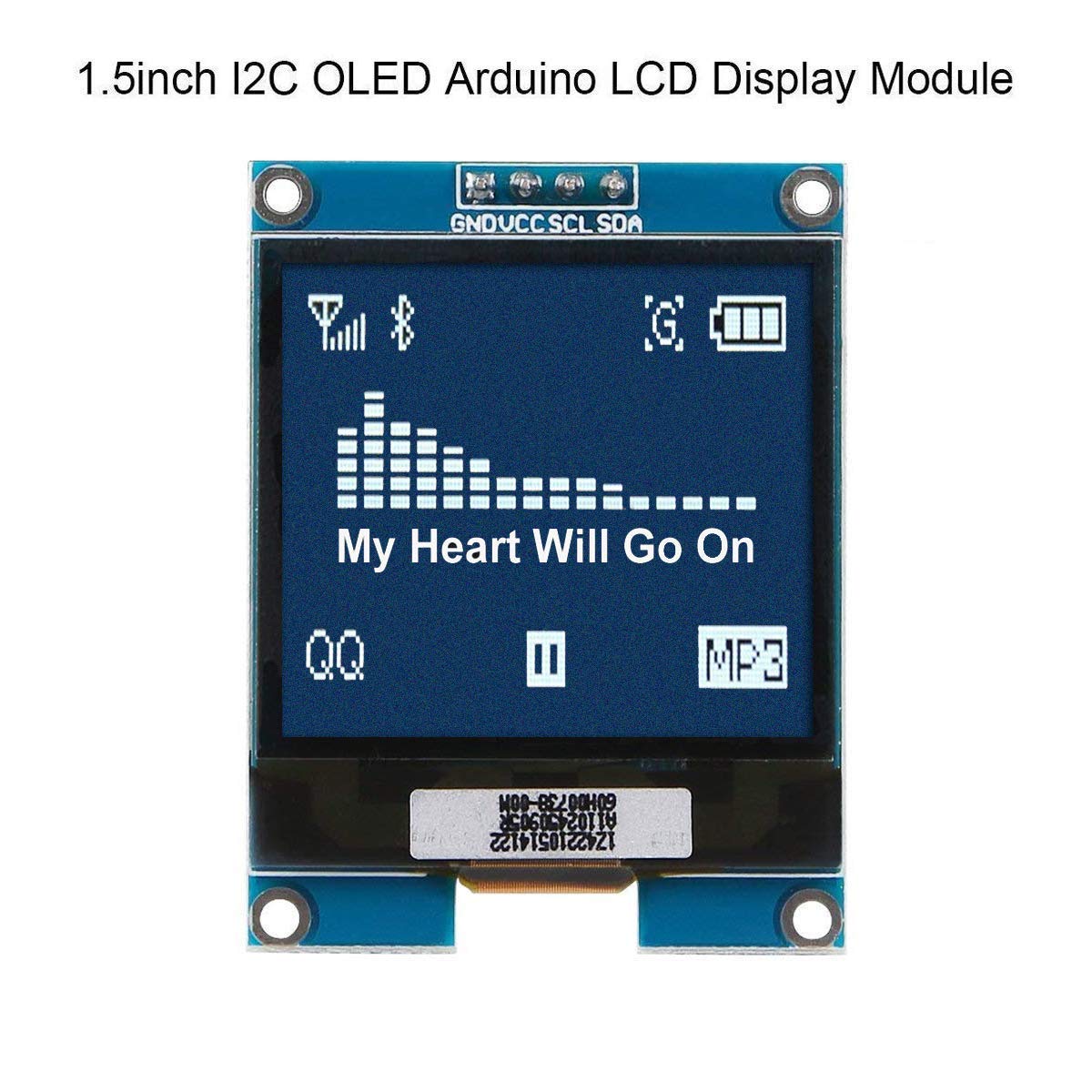1.5吋 OLED 液晶顯示模組 白字 SSD1327 IC 驅動 I2C 通信 Arduino STM32 可用 - 台灣智能感測科技