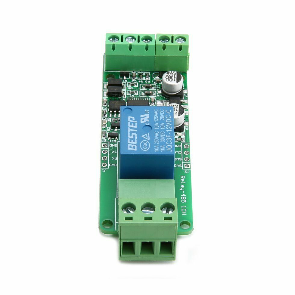 Modbus RTU RS485 1路 12V 繼電器模組1路輸入 帶光耦隔離 支援 Arduino, PC, 樹梅派, PLC 通訊 - 台灣智能感測科技