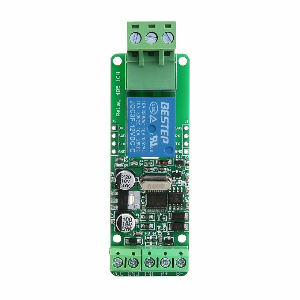 Modbus RTU RS485 1路 12V 繼電器模組1路輸入 帶光耦隔離 支援 Arduino, PC, 樹梅派, PLC 通訊 - 台灣智能感測科技