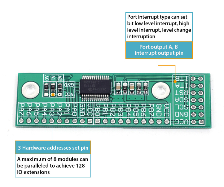 MCP23017-E/SS ARDUINO I2C介面16路IO擴展模組 IIC 輸入輸出擴展板 - 台灣智能感測科技