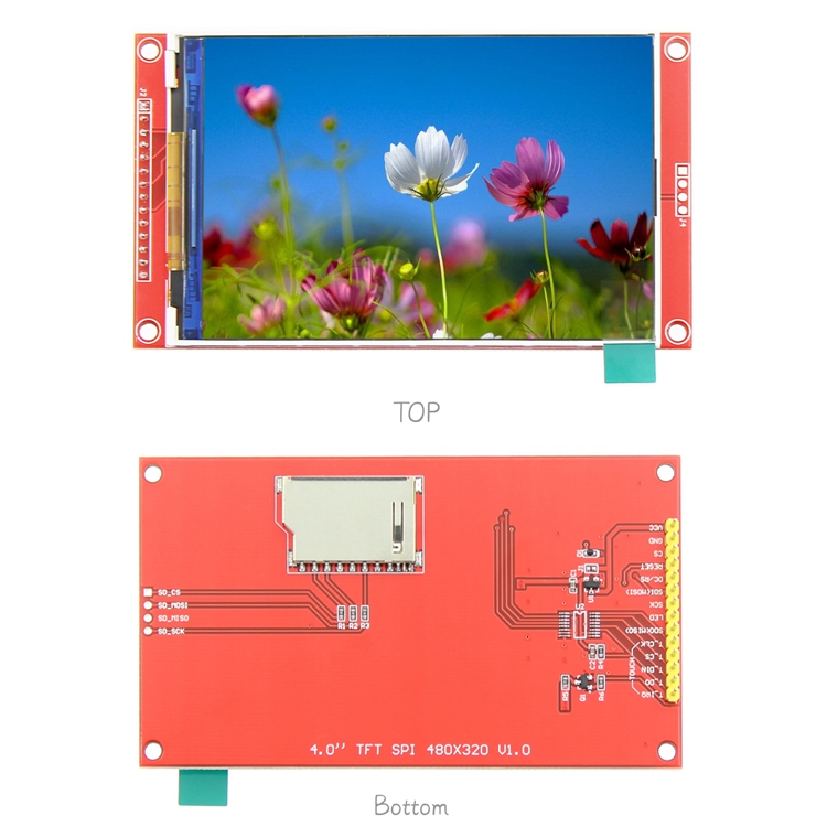 4.0 吋 480X320 觸控 TFT-LCD 模組 驅動 SPI Arduino & ESP32 可用 - 台灣智能感測科技